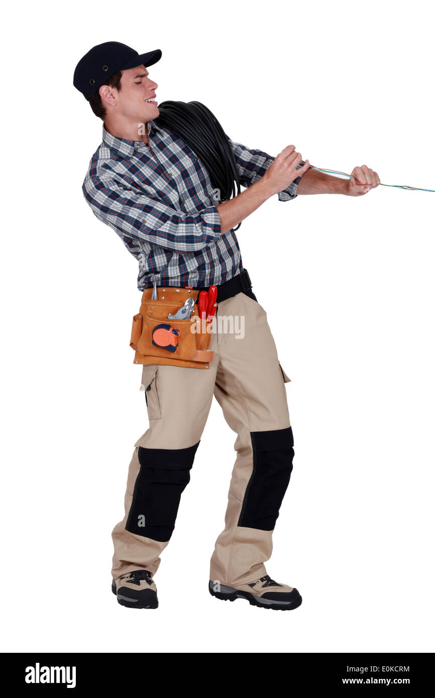 Cable pulling construction hi-res stock photography and images - Alamy