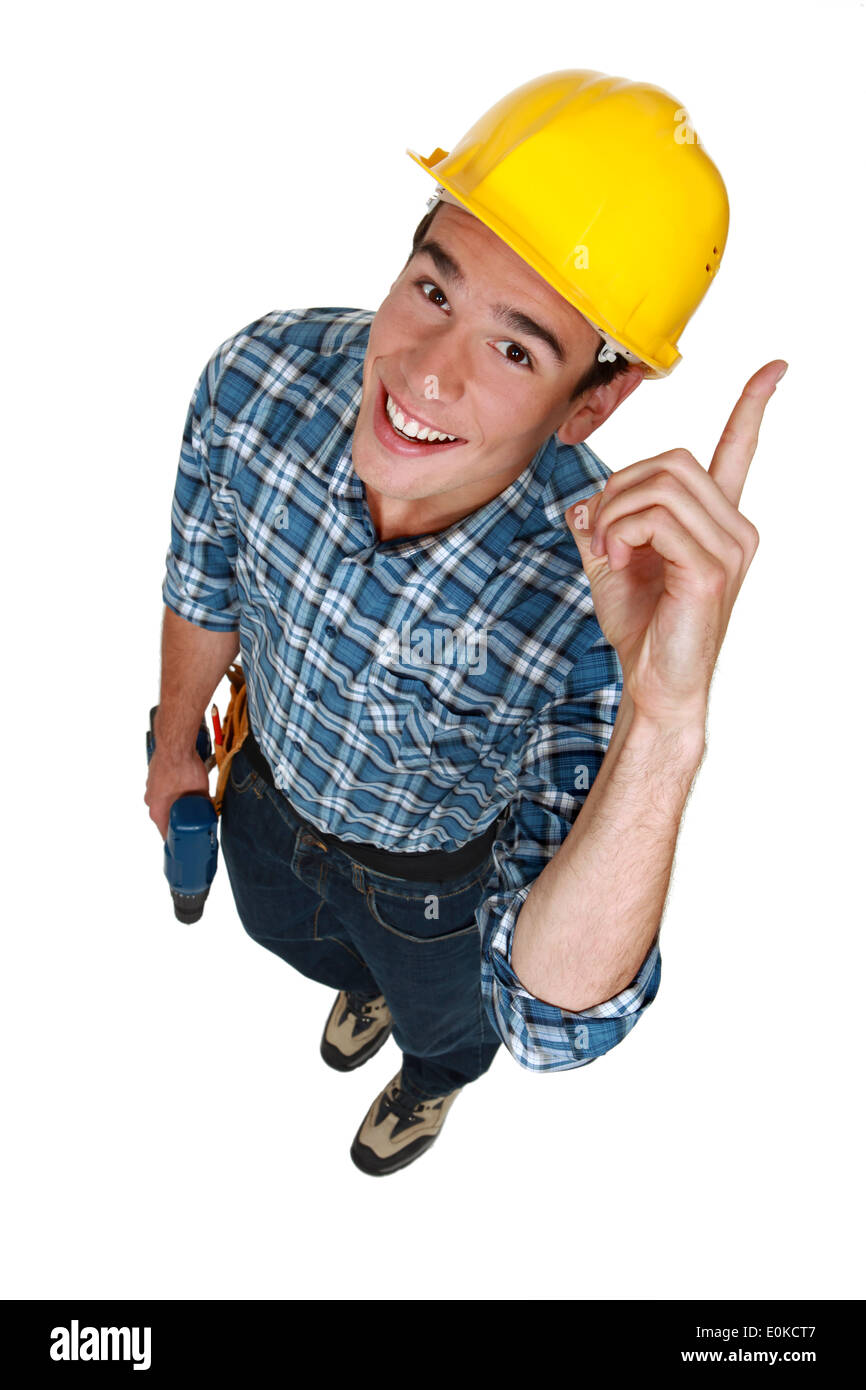 Builder with genius idea Stock Photo - Alamy