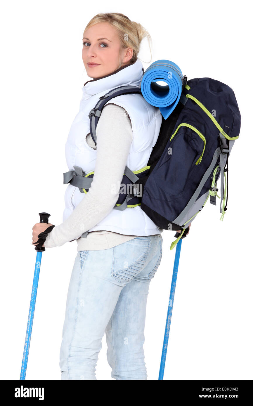 Female walker backpacker hiker hi-res stock photography and images - Alamy