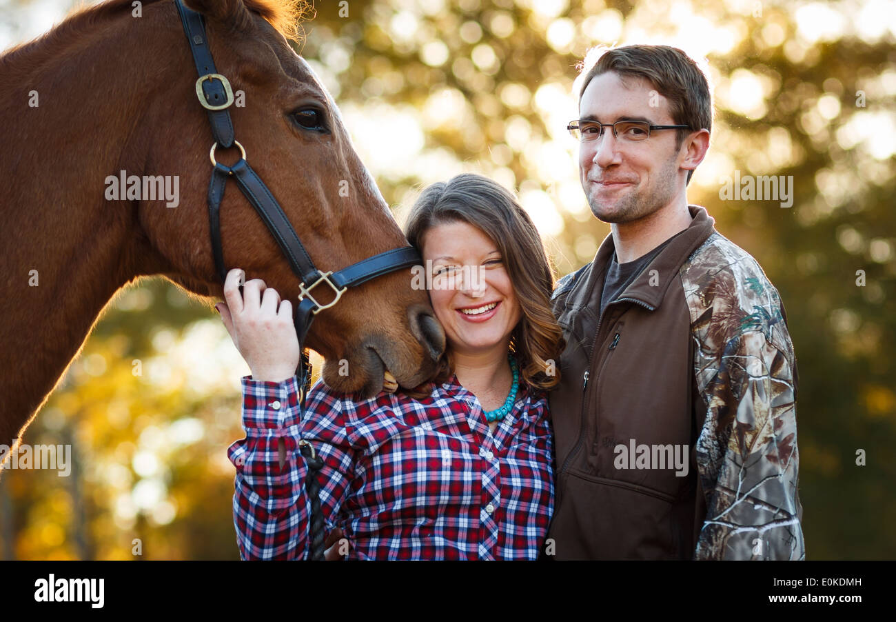 Beautiful Couple on a Farm Stock Photo - Alamy