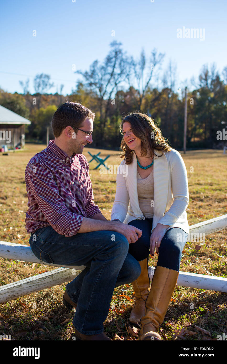 Beautiful Couple on a Farm Stock Photo - Alamy