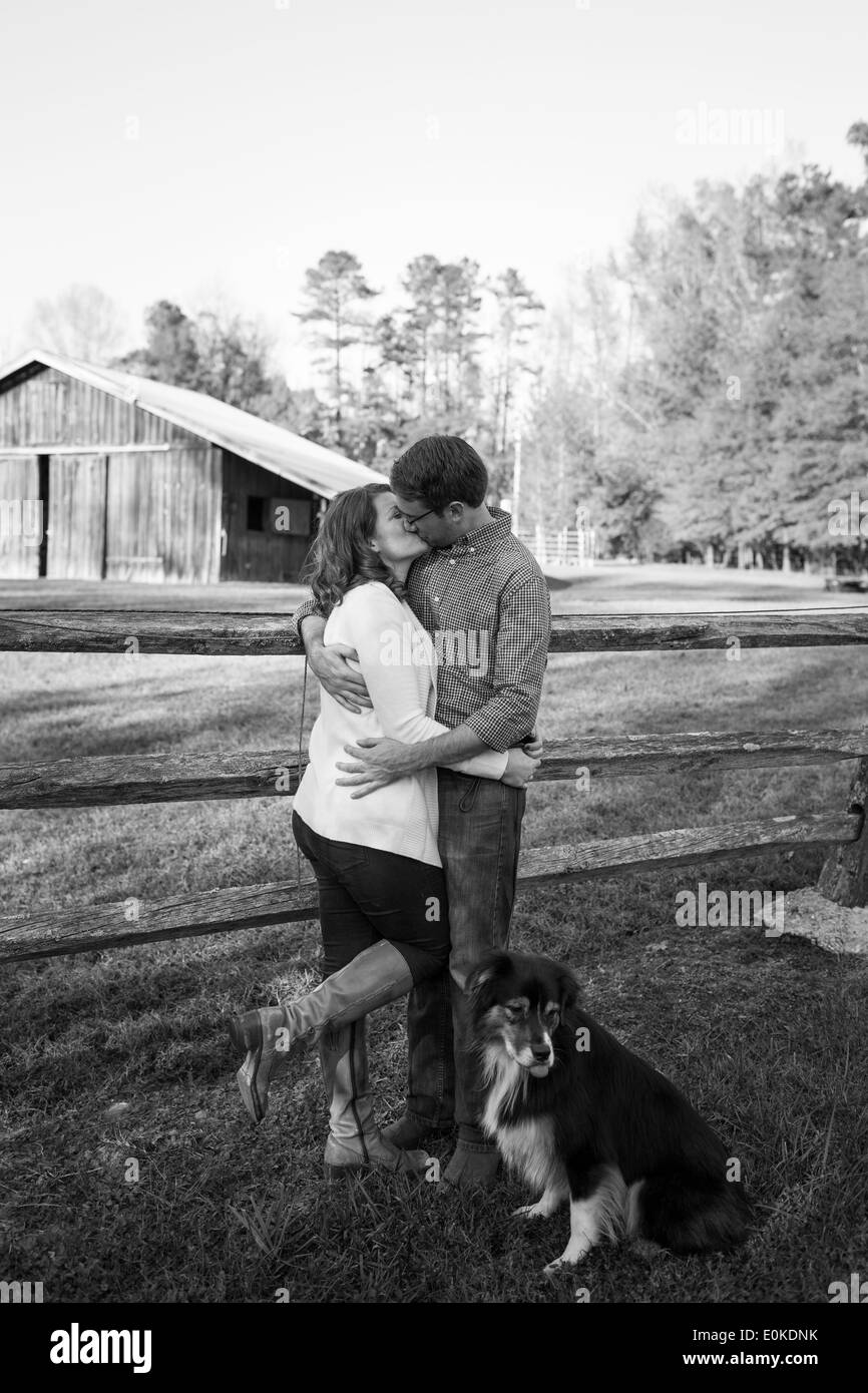Beautiful Couple on a Farm Stock Photo - Alamy