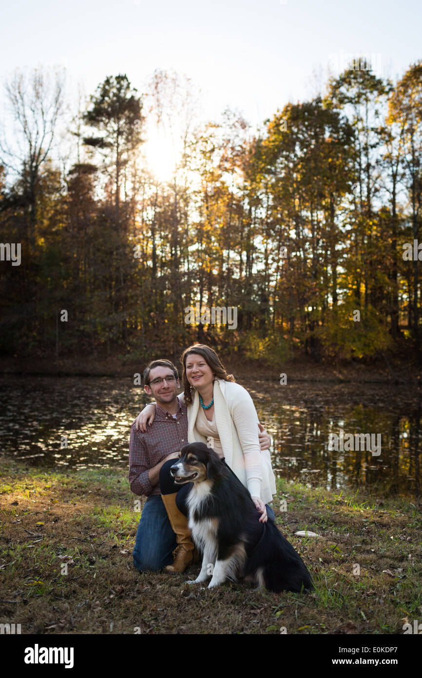 Beautiful happy couple with a dog hi-res stock photography and images ...