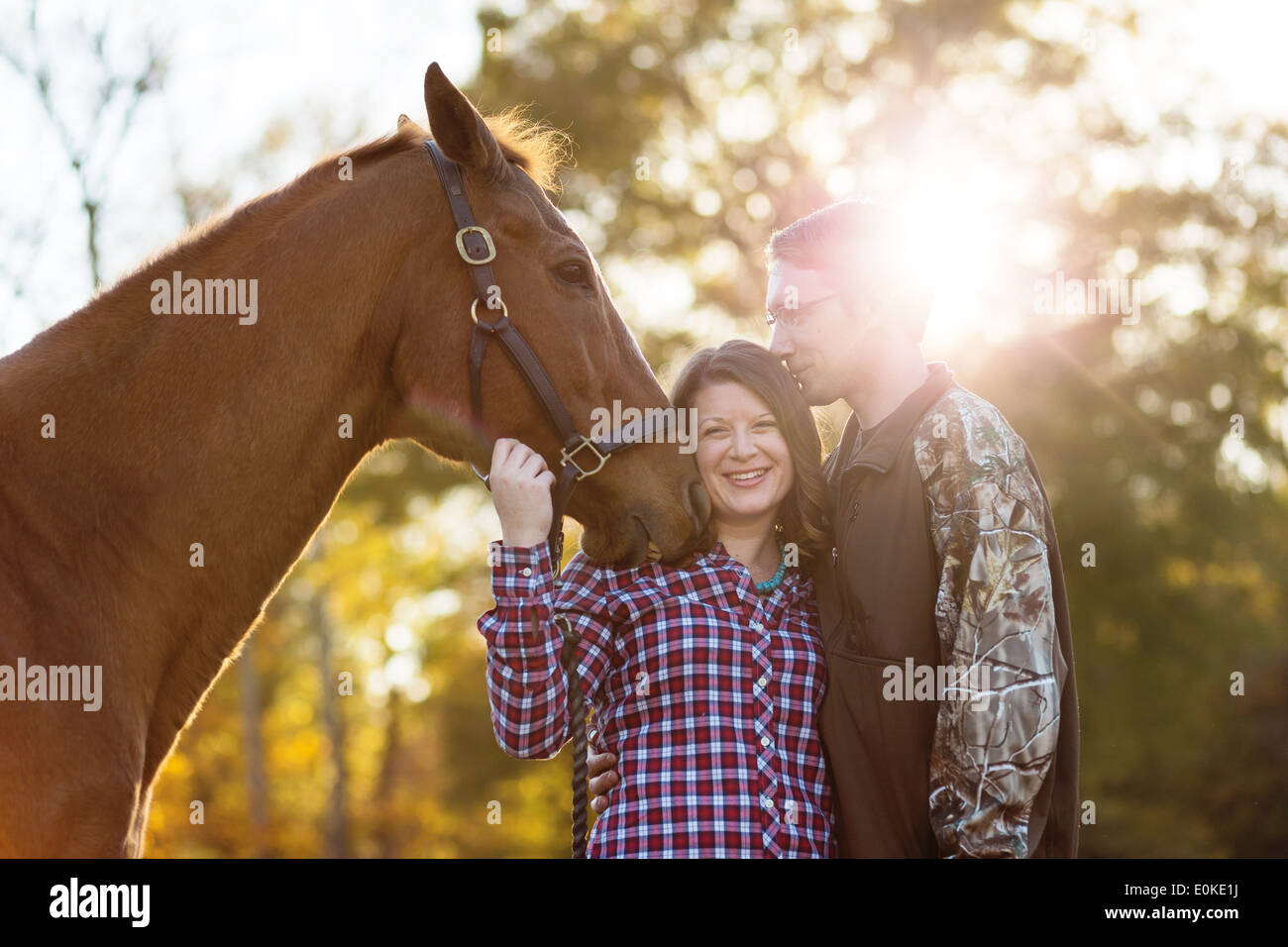 Beautiful Couple on a Farm Stock Photo - Alamy