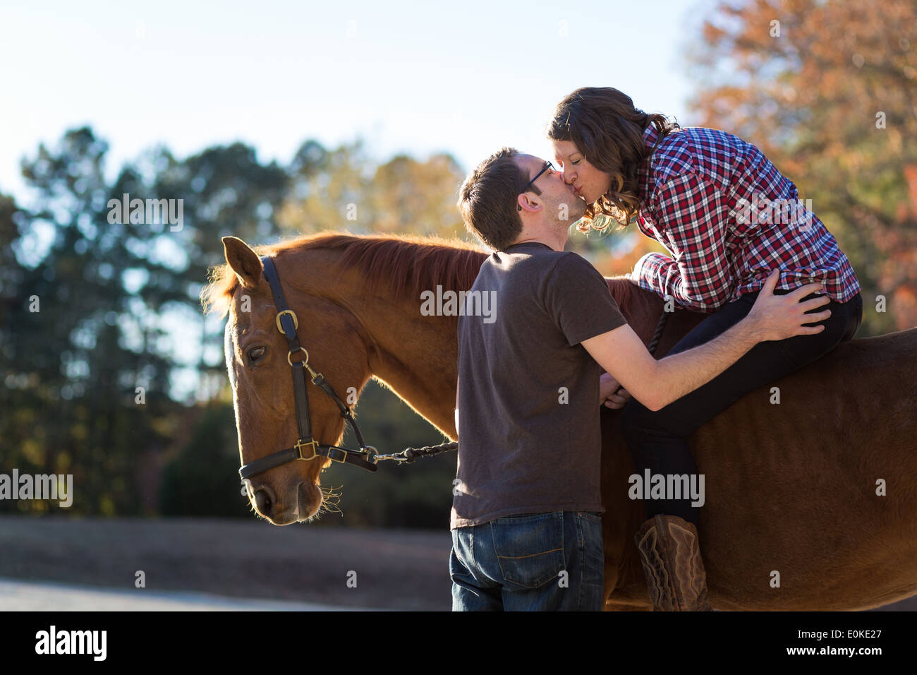 Beautiful Couple on a Farm Stock Photo - Alamy