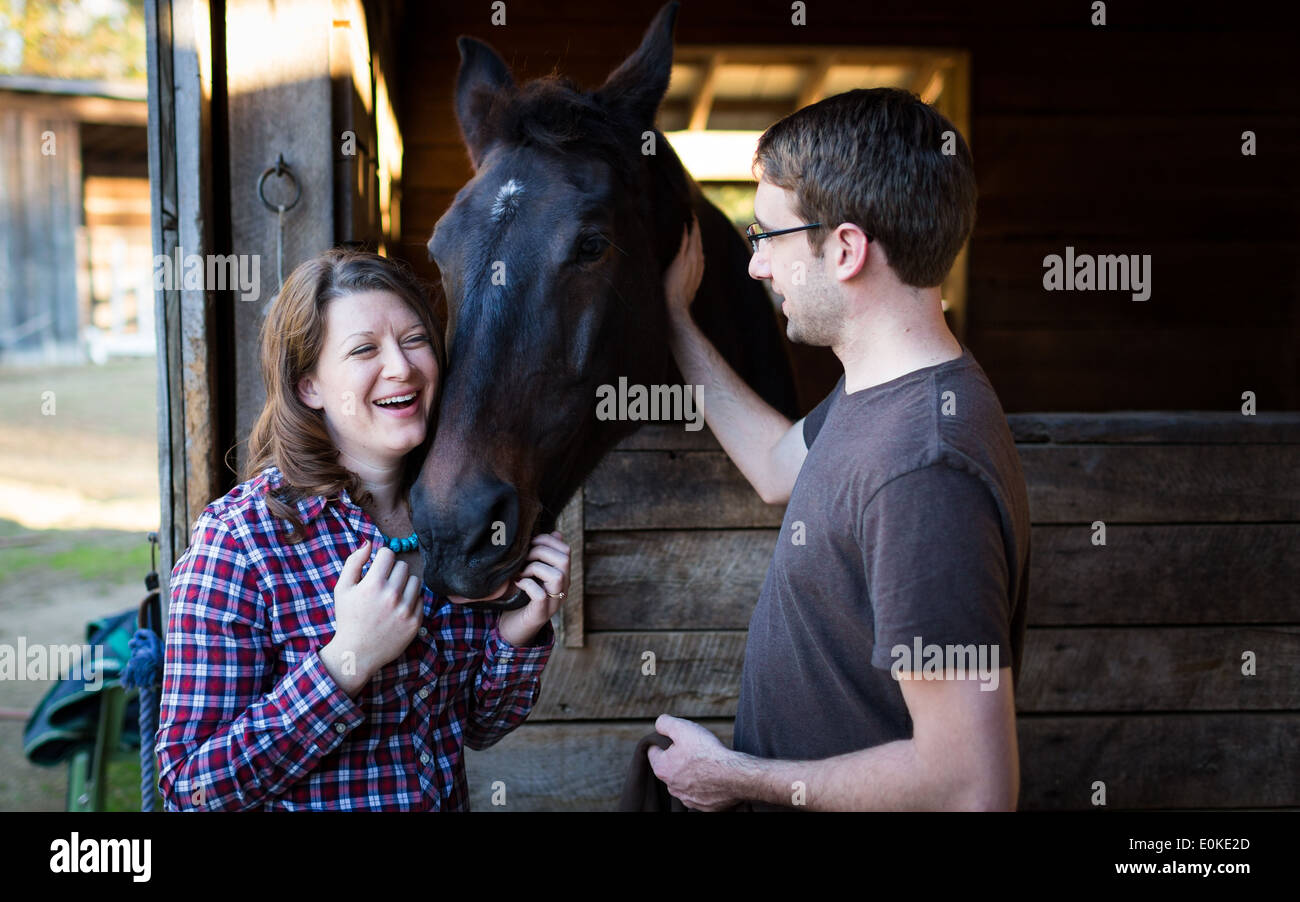 Beautiful Couple on a Farm Stock Photo - Alamy