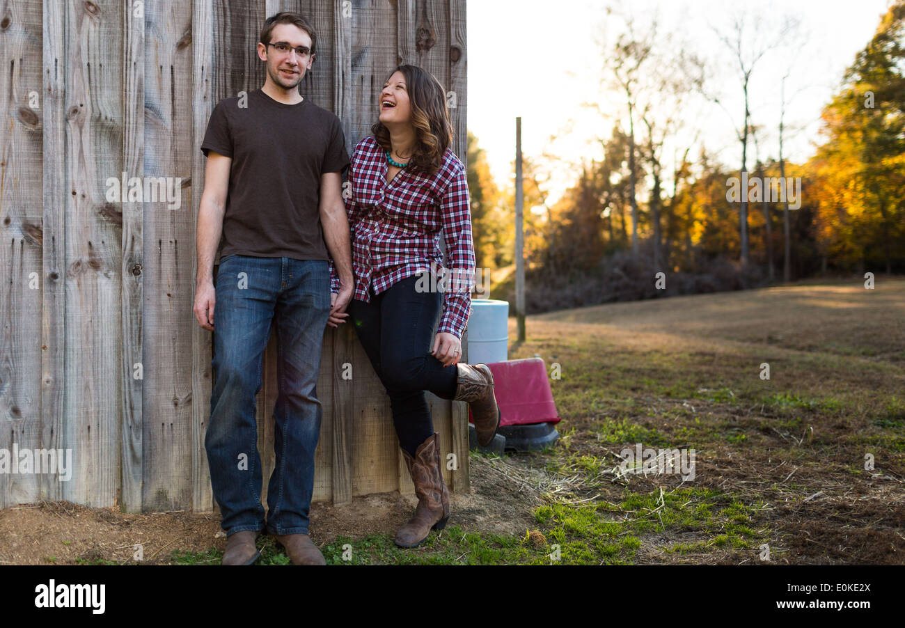 Beautiful Couple on a Farm Stock Photo - Alamy