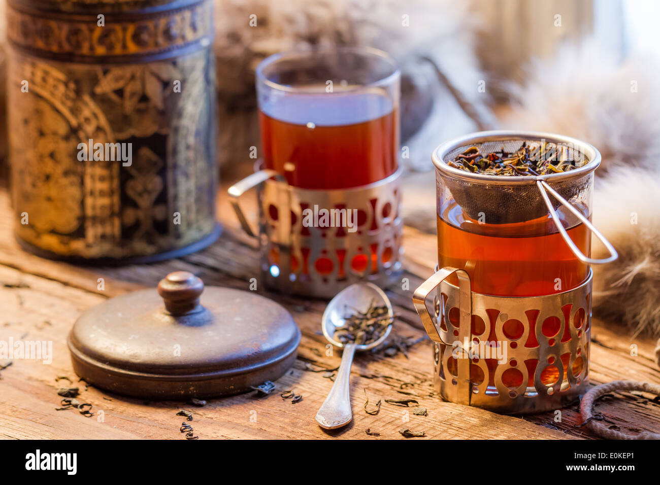 Hot tea brewed in the old style Stock Photo - Alamy