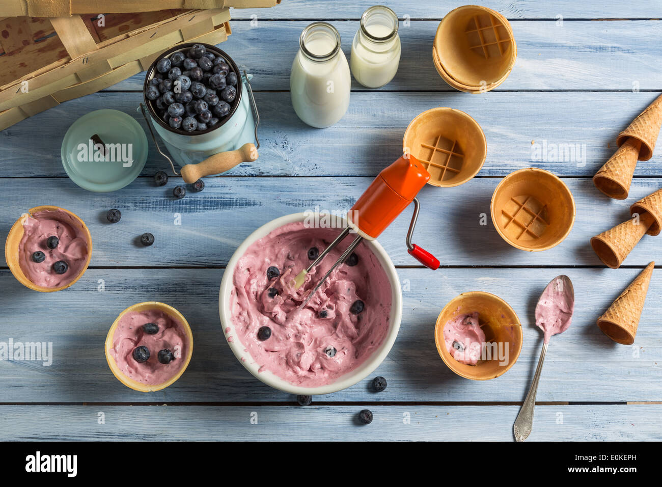 Preparing homemade fruit ice cream Stock Photo - Alamy