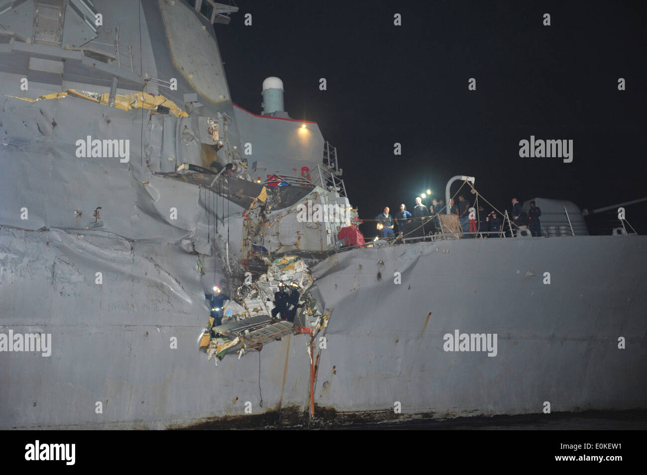 Guided-missile destroyer USS Porter (DDG 78) was damaged in a collision ...