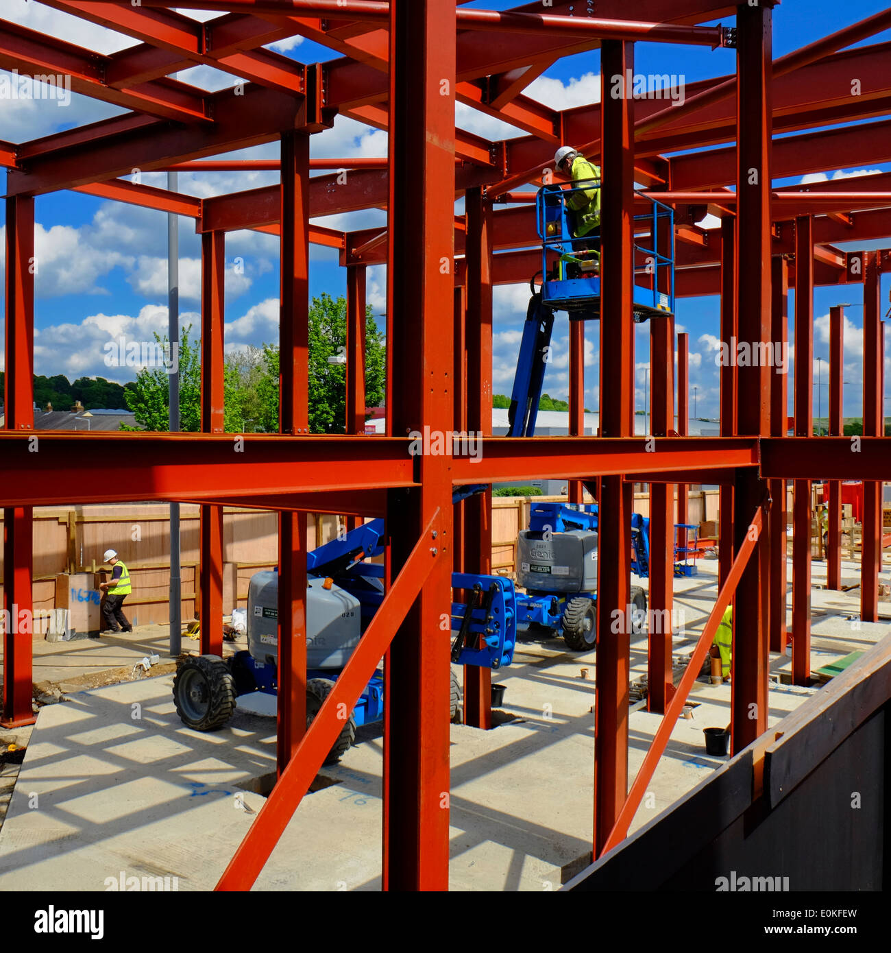 Engineer on cherry picker at construction site in Luton Stock Photo - Alamy