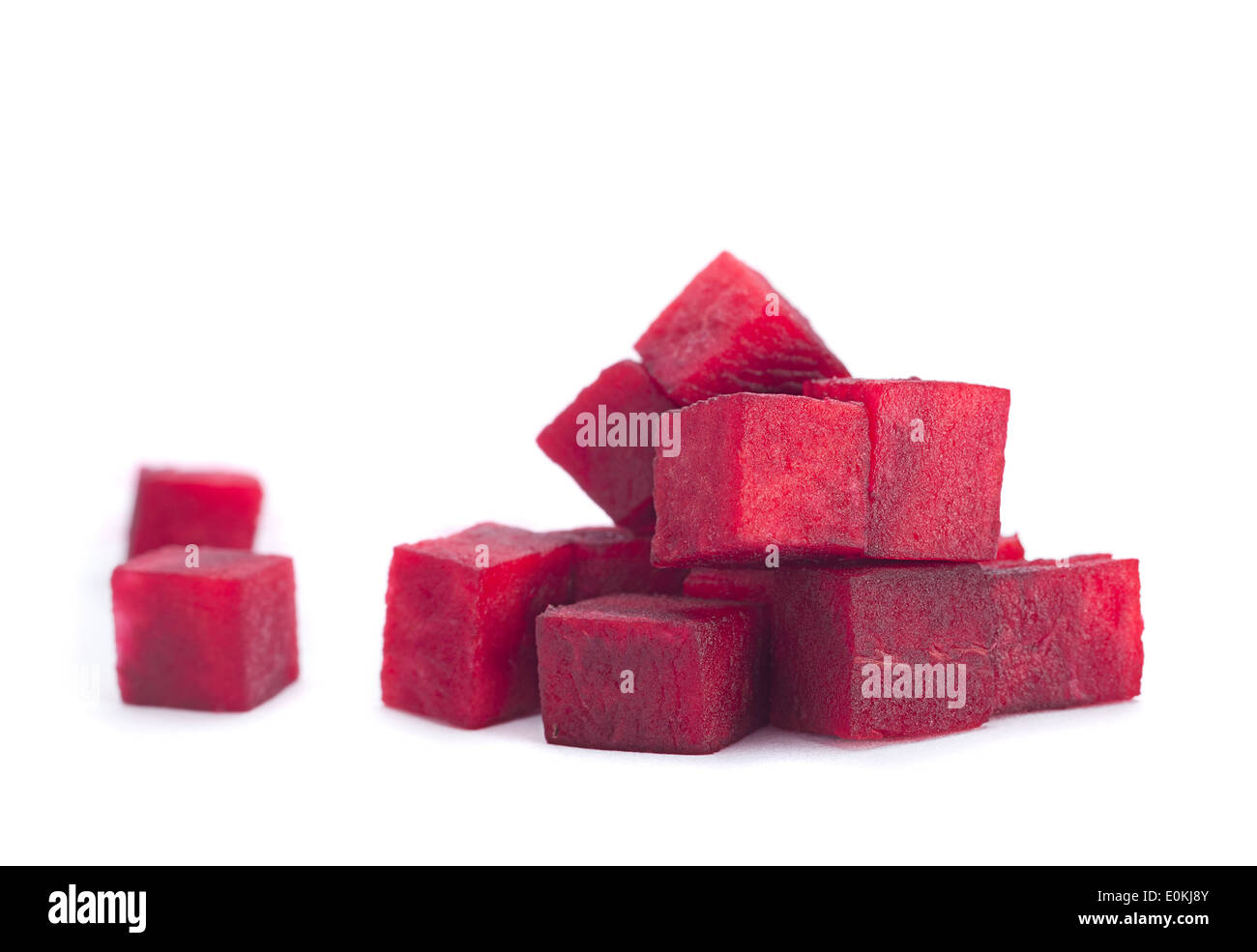 Beetroot cube slice closeup isolated on white background Stock Photo ...