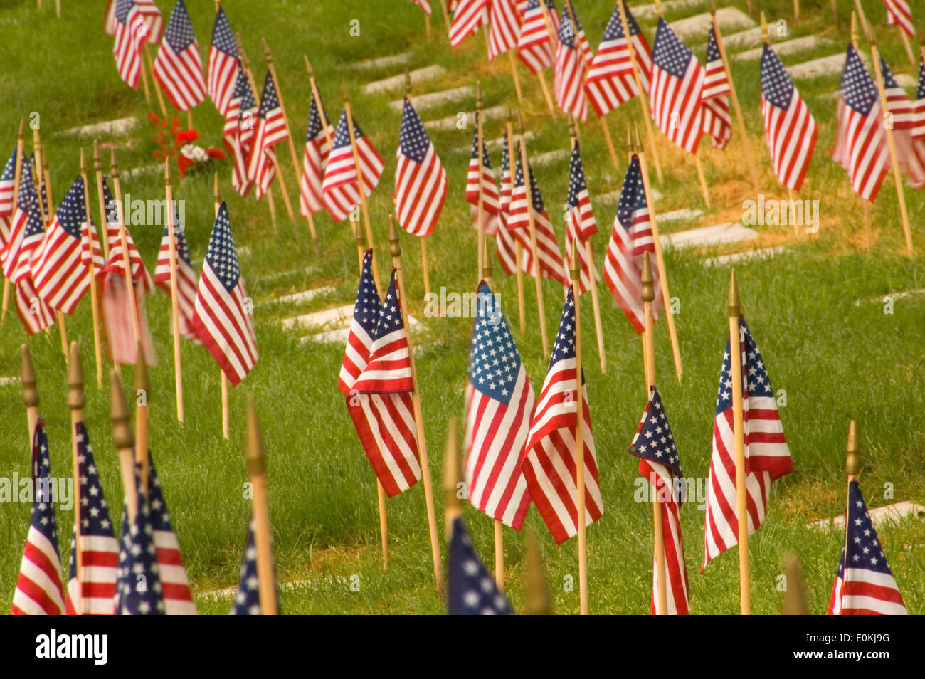 Memorial Day flag on grave, Eagle Point National Cemetery, Oregon Stock ...