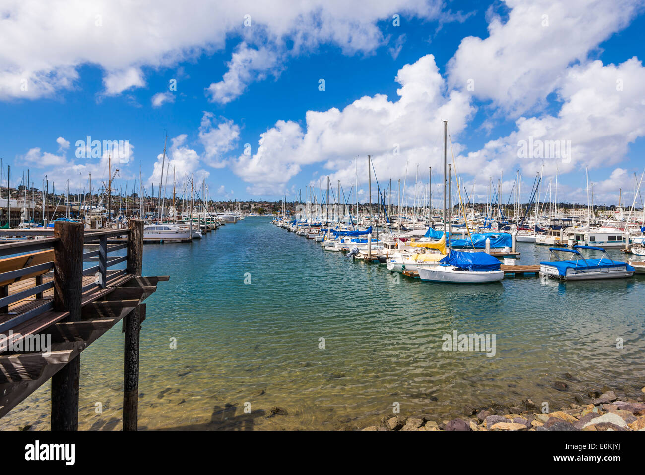 Shelter Cove Marina. Boats moored in the marina with clouds overhead ...