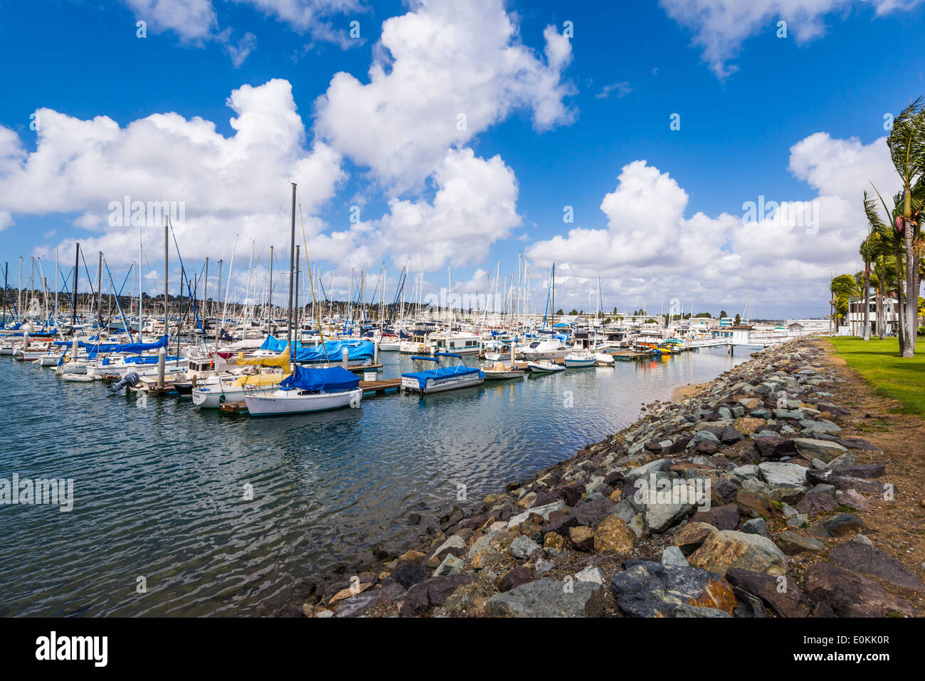 Shelter Cove Marina. Boats moored in the marina with clouds overhead ...