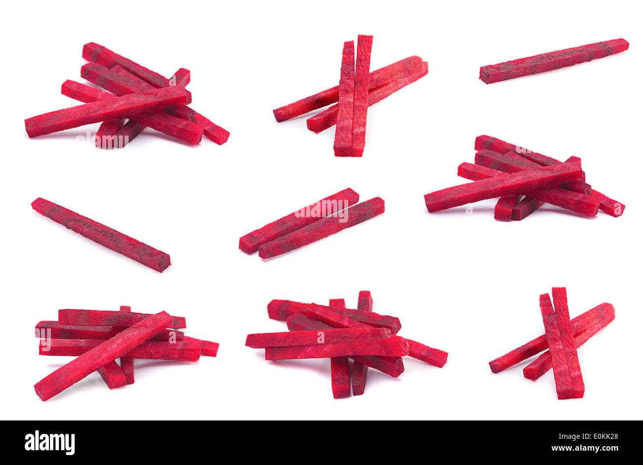 Beetroot stick slice closeup isolated on white background Stock Photo ...