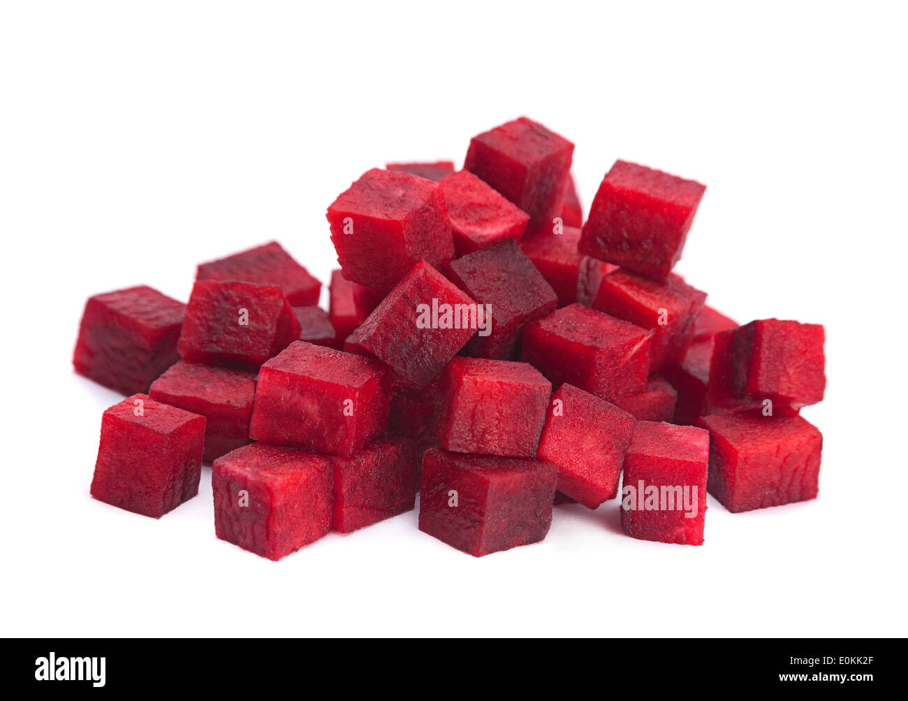 Beetroot cube slice closeup isolated on white background Stock Photo ...