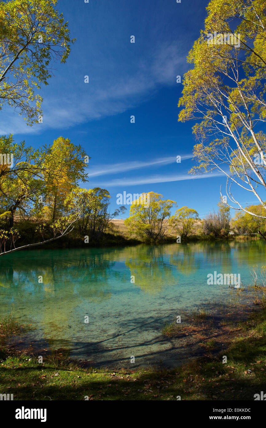 Ohau River in autumn, near Twizel, Mackenzie Country, South Island, New ...