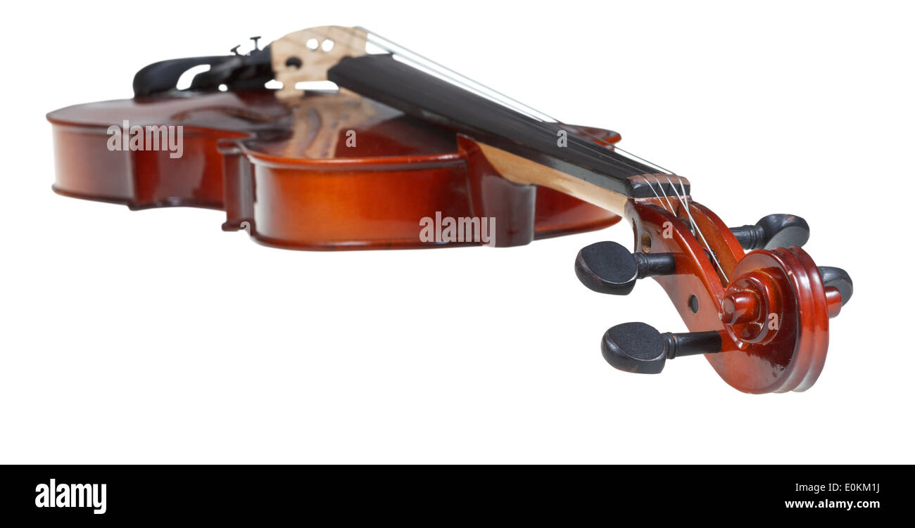 pegbox of classical wooden violin close up isolated on white background ...