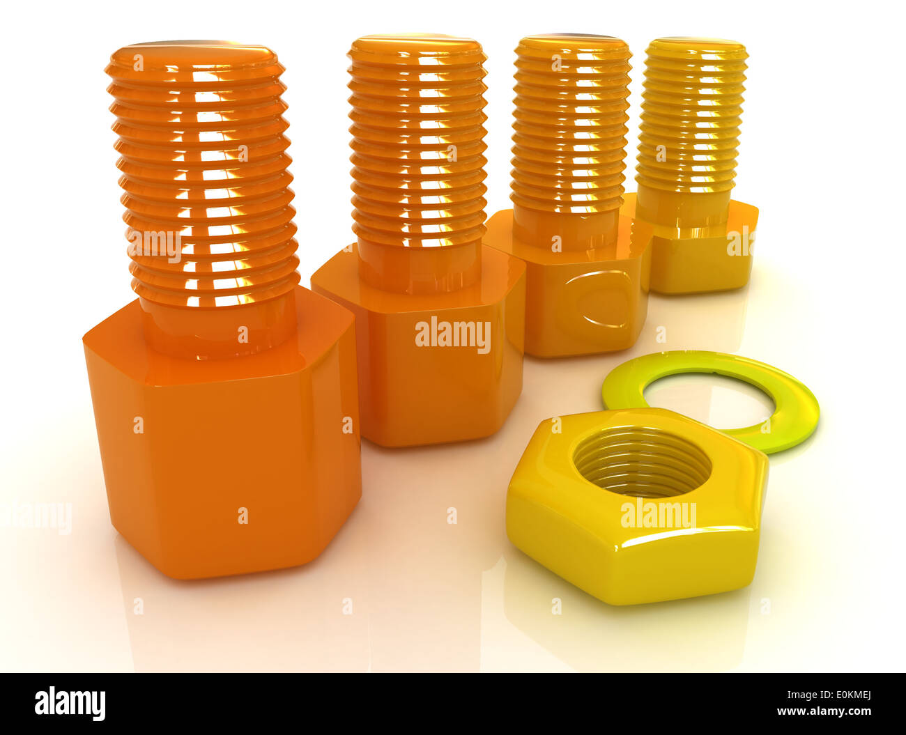 Colorful nuts and bolts on a white background Stock Photo - Alamy