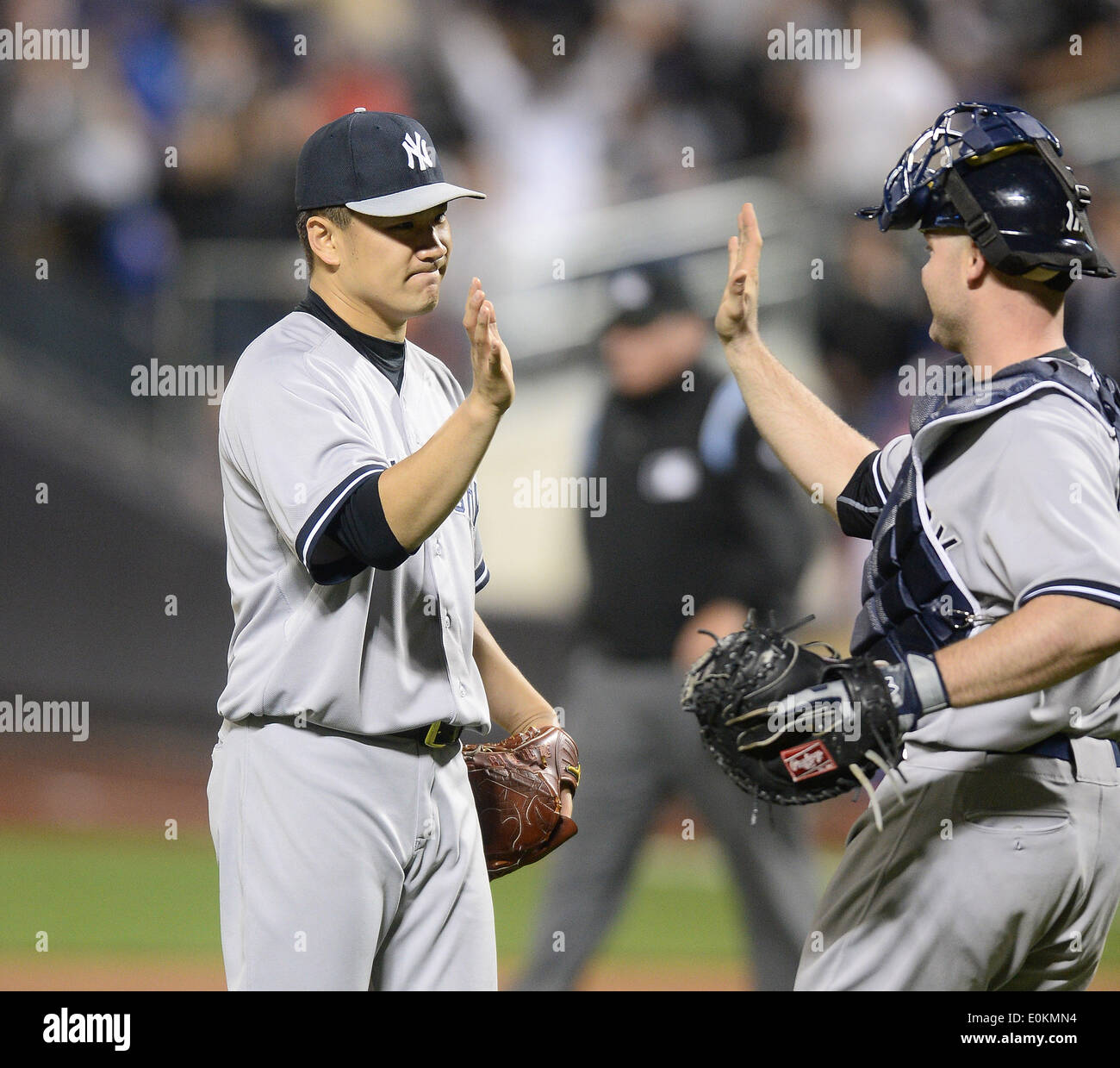 Flushing, New York, USA. 14th May, 2014. (L-R) Masahiro Tanaka, Brian ...