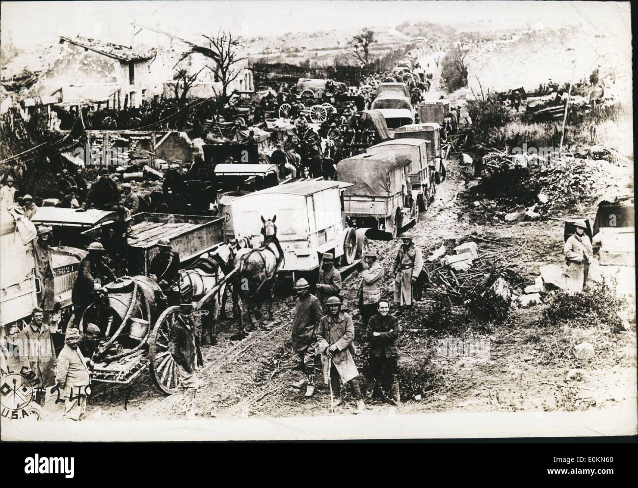 Jan. 1, 1915 - France - A U.S. supply train during World War I Stock ...