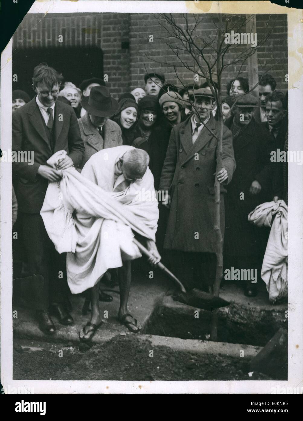 Dec. 12, 1931 - Gandhi Plants Tree Outside Ringsley Hall: Mr. Gandhi ...