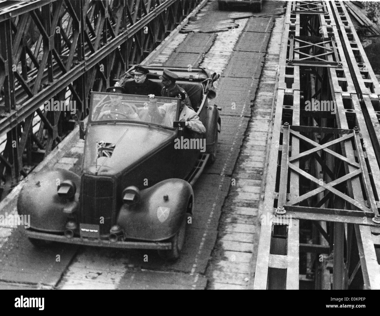 Sir Winston Churchill rides across Winston Bridge Stock Photo - Alamy
