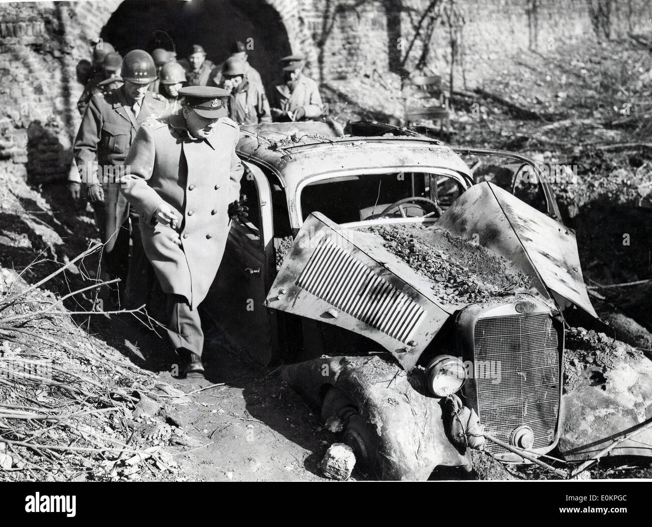 General Simpson shows Winston Churchill damage in Julich Stock Photo ...