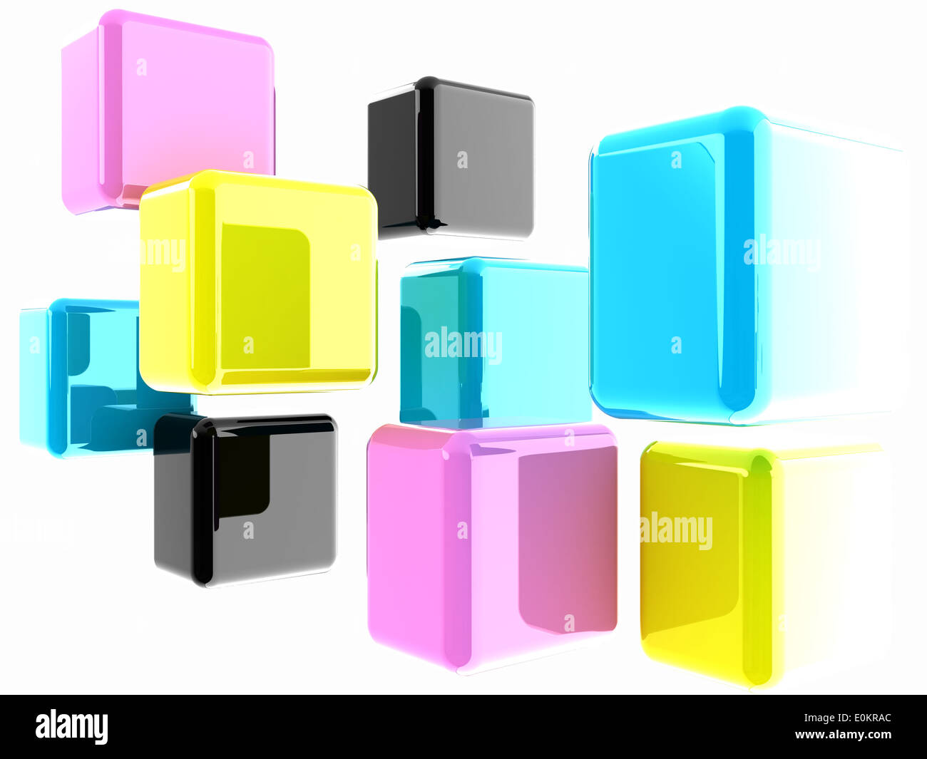 Glossy CMYK cubes on white Stock Photo - Alamy