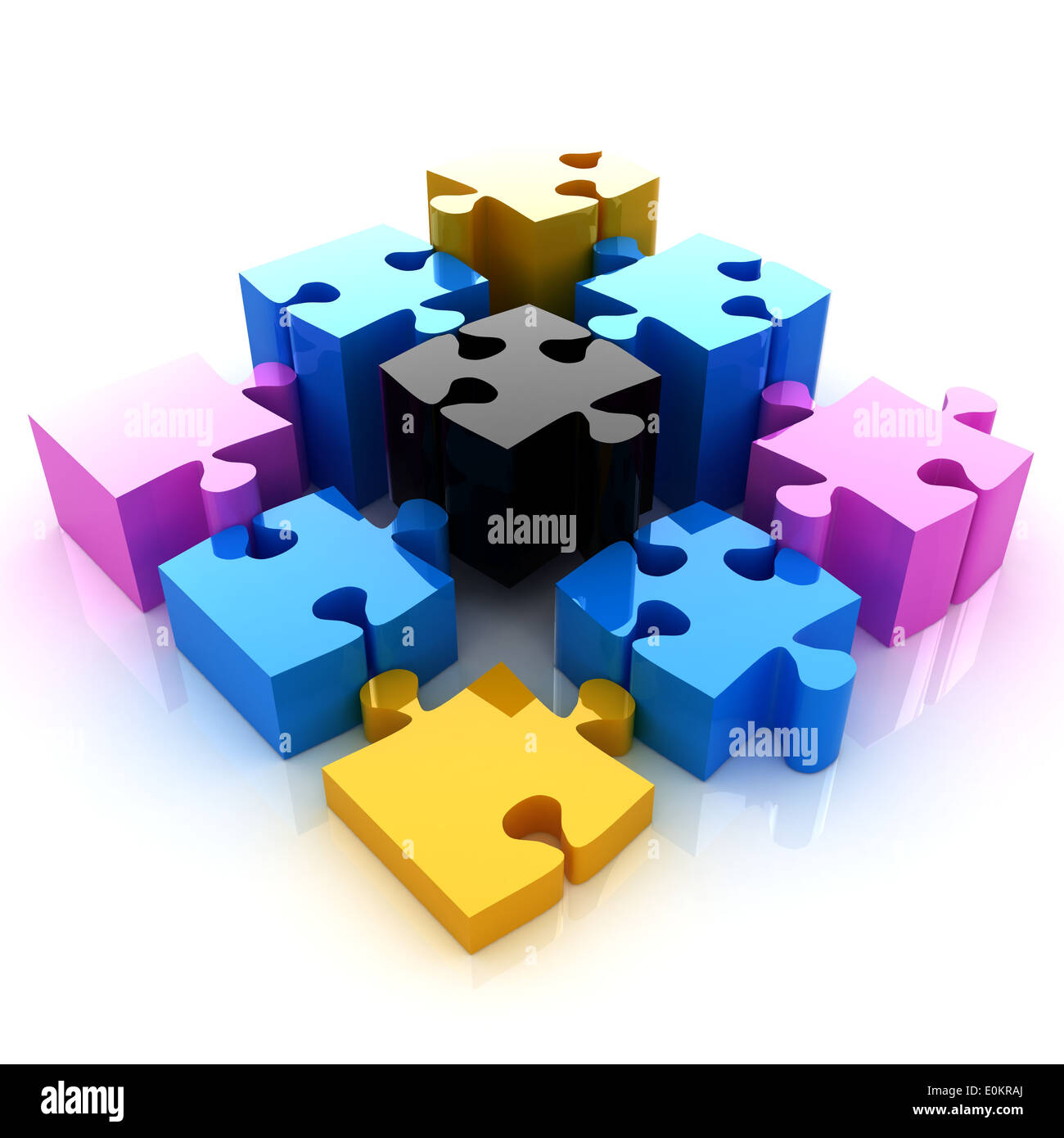 Puzzle of the four elements. Conceptual image - a palette CMYK Stock ...