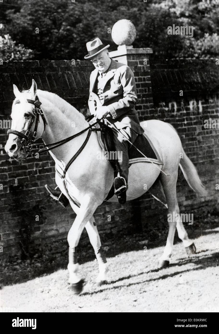 Sir Winston Churchill horseback riding Stock Photo - Alamy