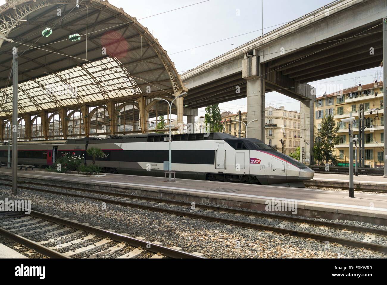 French fast train TGV in Nice Central Station Stock Photo - Alamy