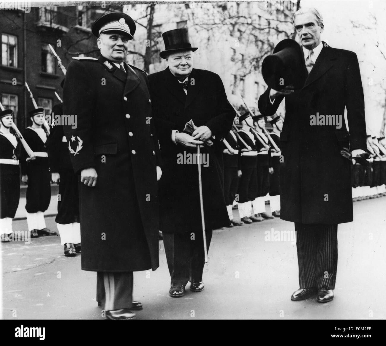 Sir Winston Churchill and Anthony Eden welcome Josip Tito Stock Photo ...