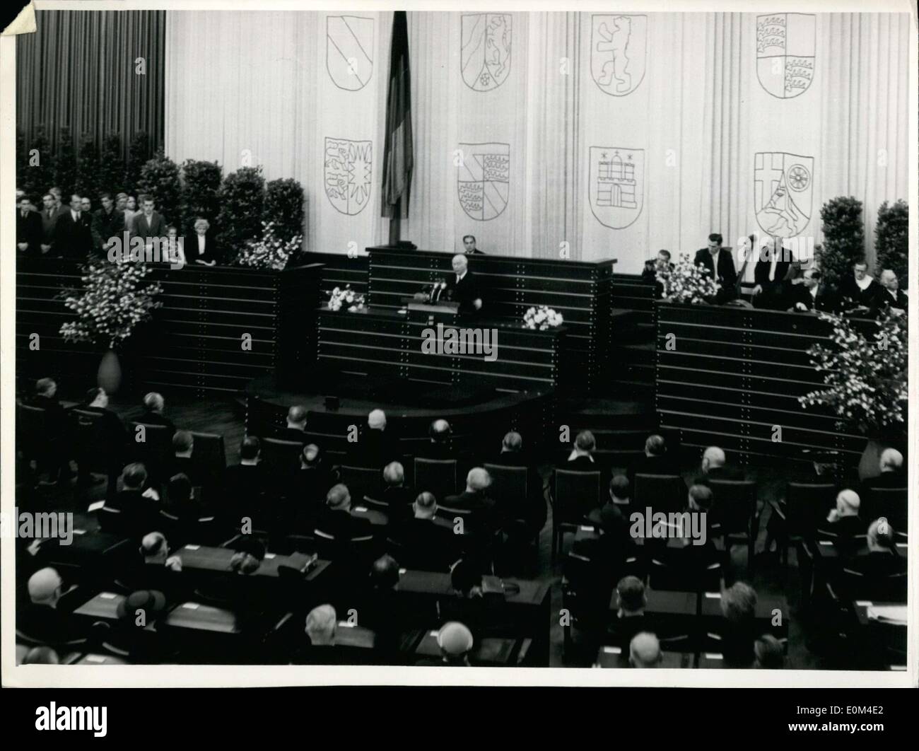 Jun. 21, 1953 - German Federal President Prof. Heuss is pictured at the ...