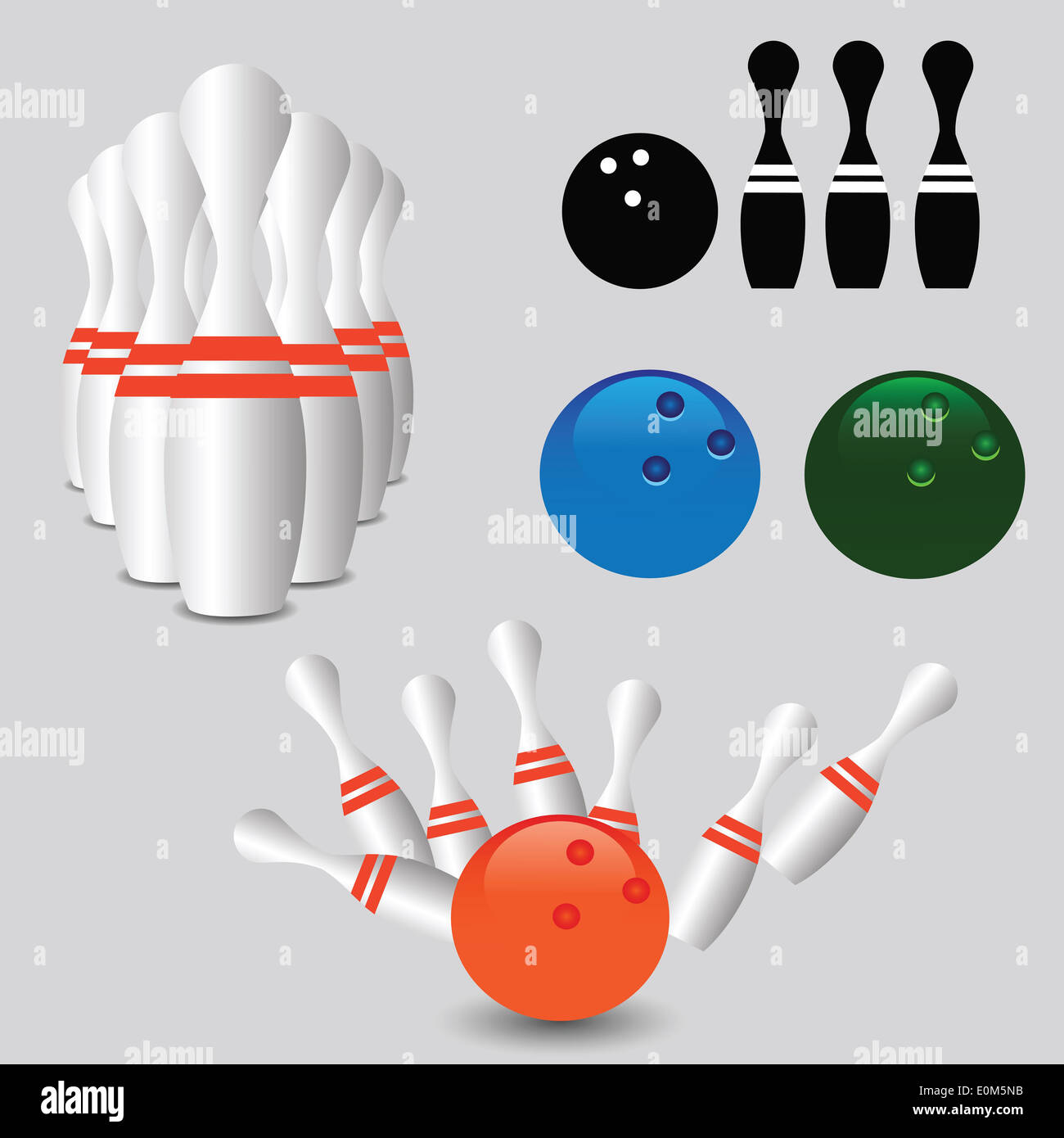 colorful illustration with bowling pins for your design Stock Photo - Alamy