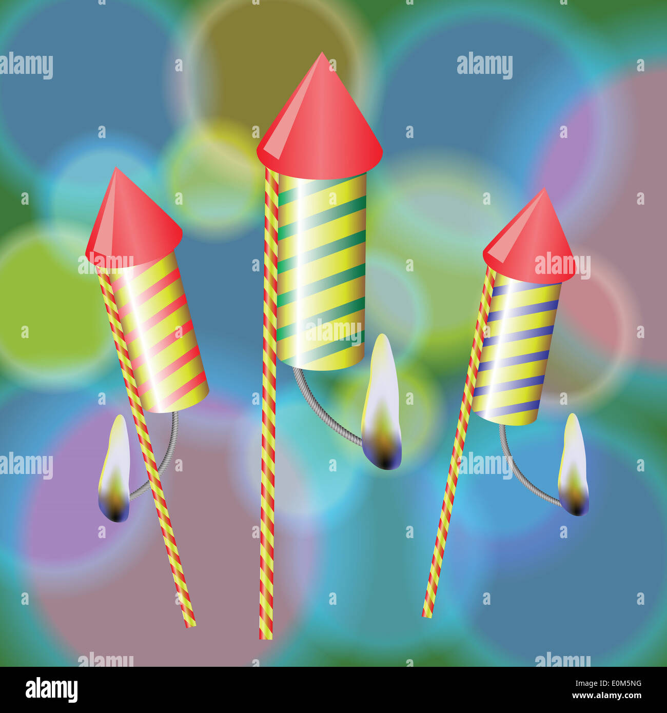 colorful illustration with fireworks on a blurred background for your ...