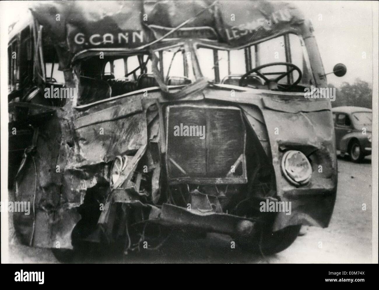 Oct. 10, 1953 - ''Mad'' motor coach runs into three buses 8 persons ...