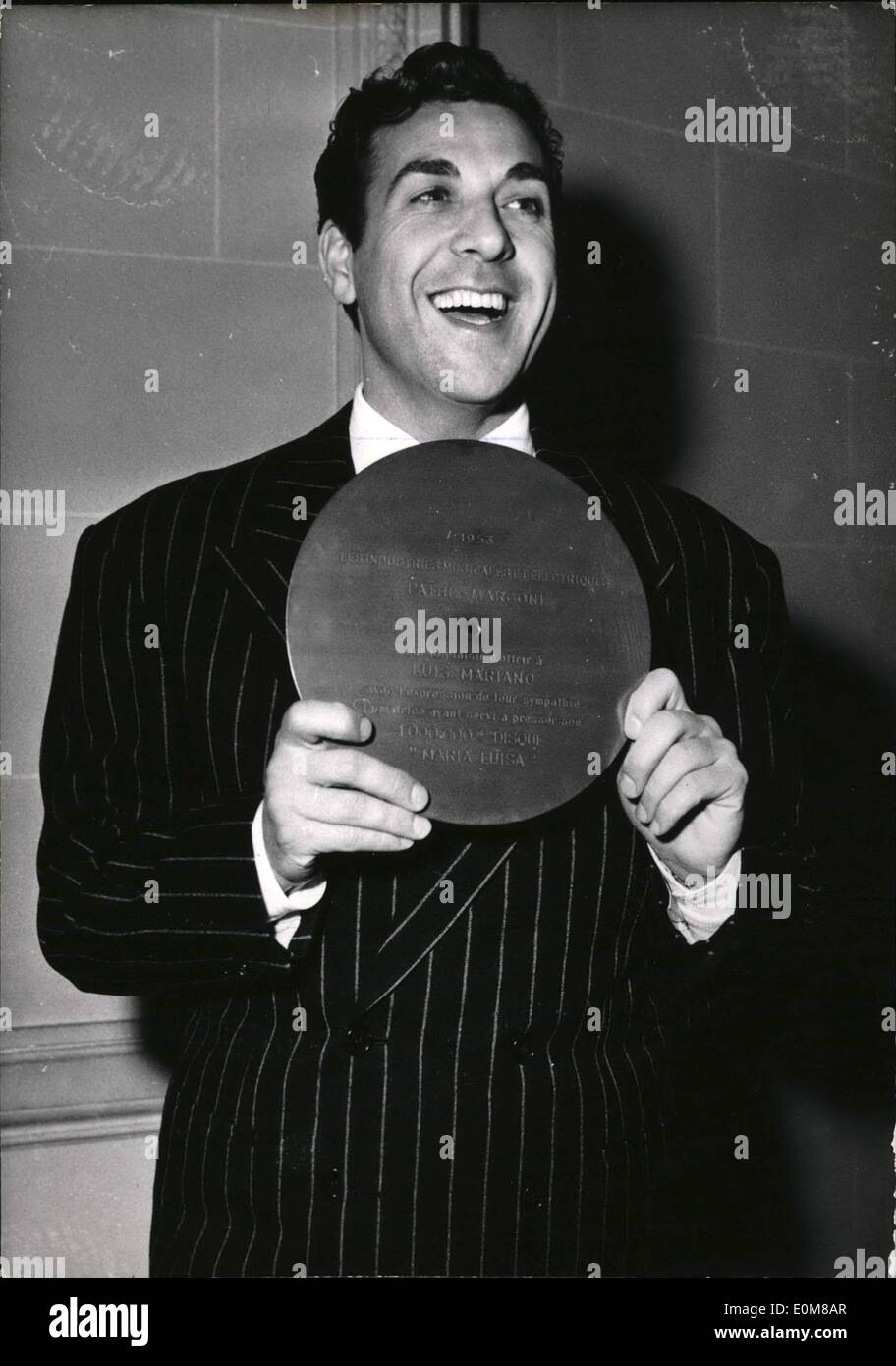 Dec. 12, 1953 - I million records Luis Mariano (left) the famous french ...