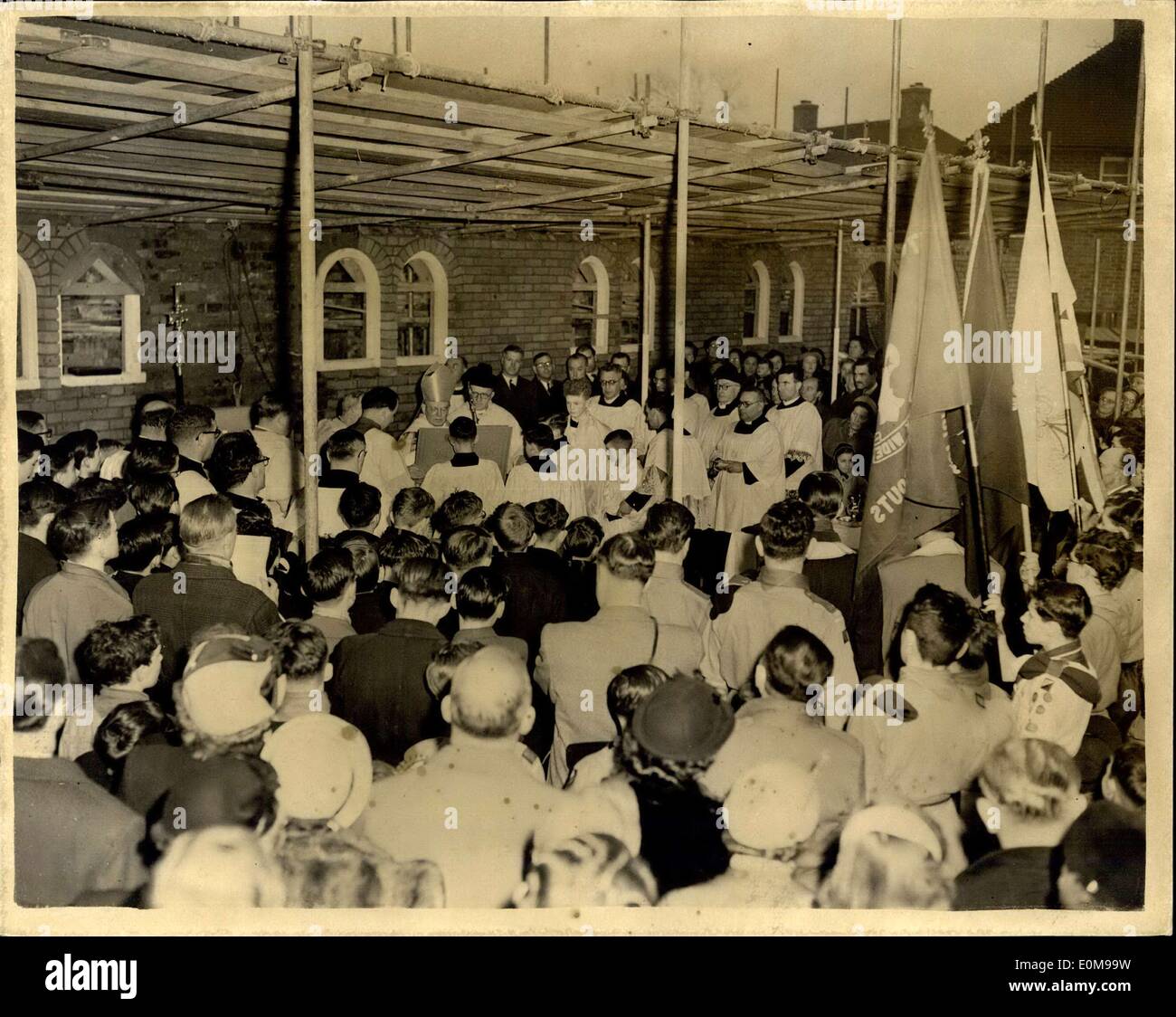 Feb. 21, 1954 - Cardinal Griffin Lays Foundation Stone Of New Church ...