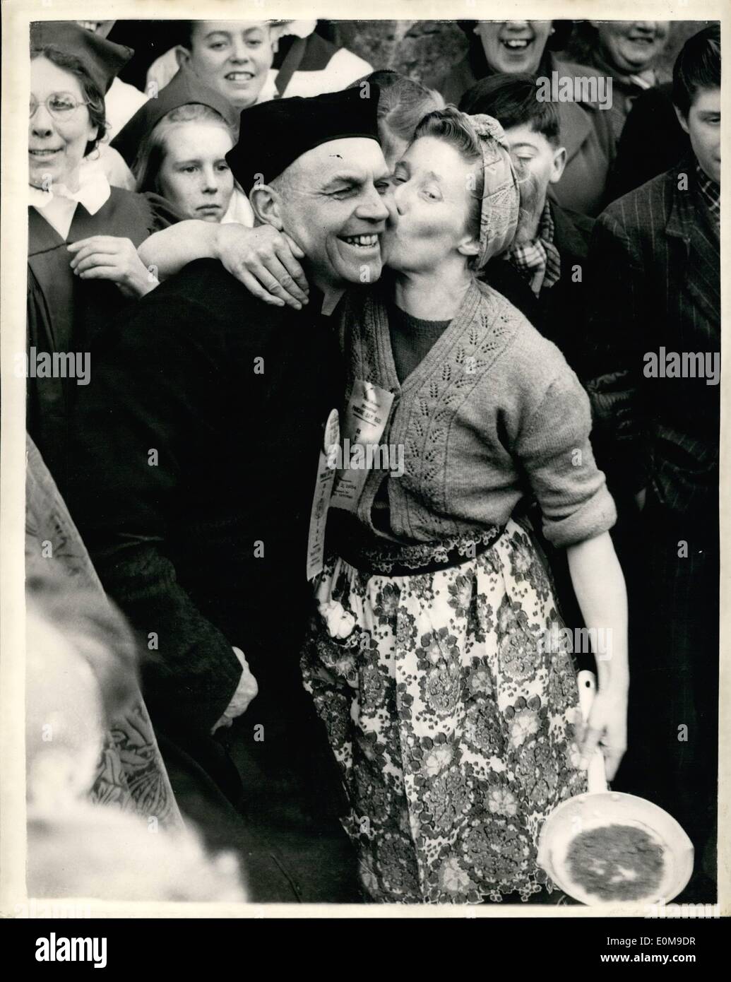 Mar. 03, 1954 - Annual Pancake Race at Olney. A Kiss for the Winner ...