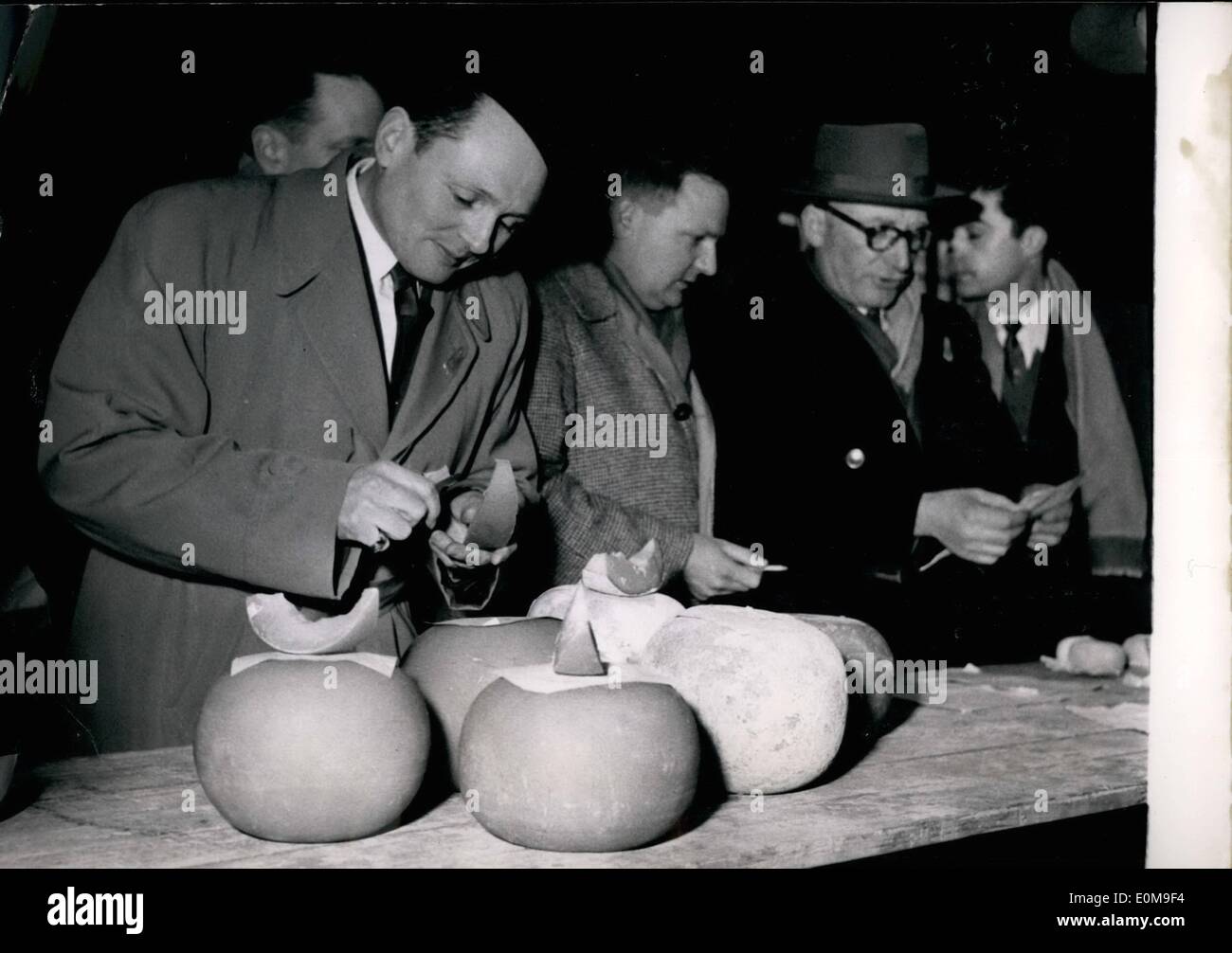 Mar. 03, 1954 - Cheese Tasters: Cheese tasters in action at the Paris ...