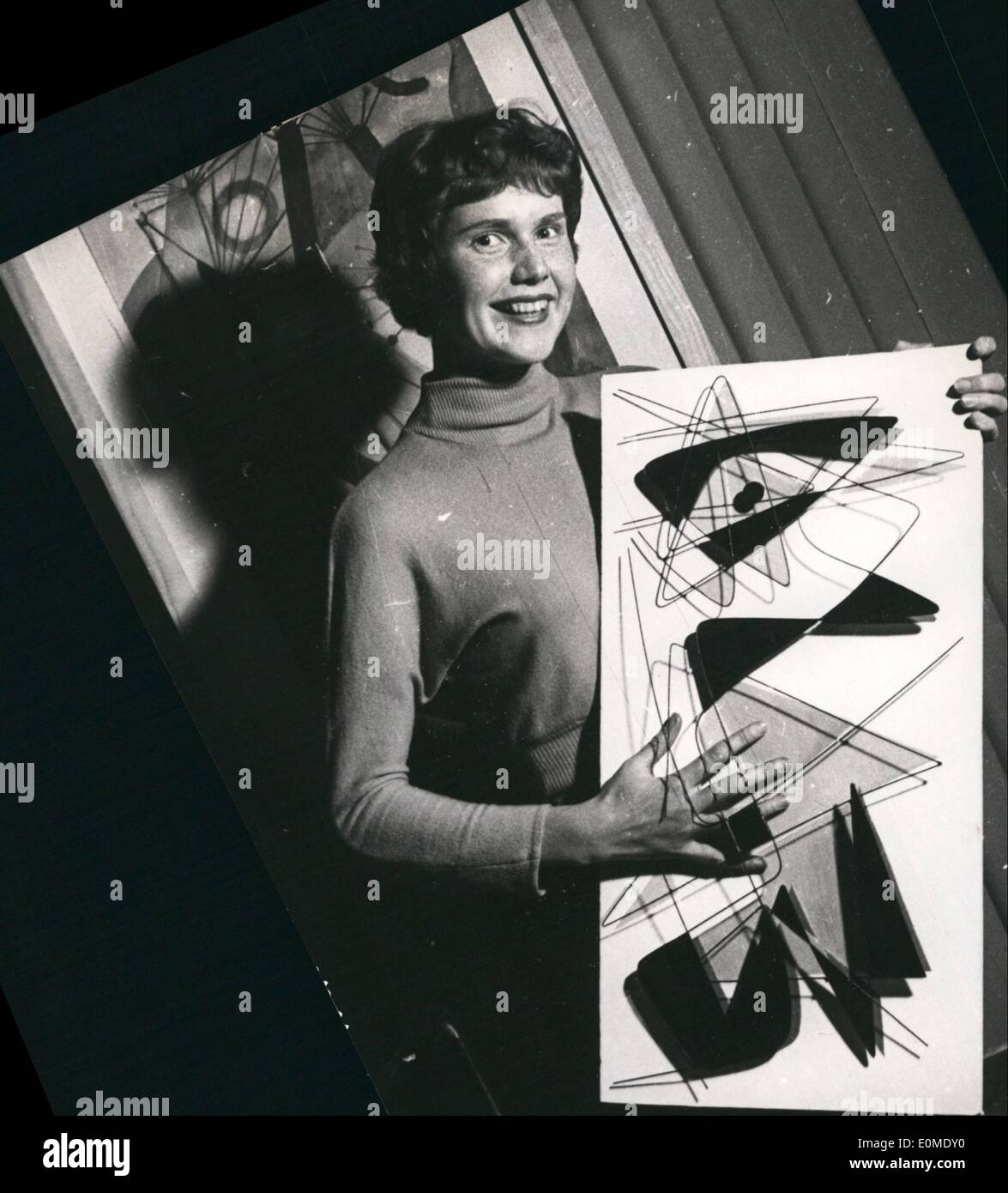 Jan. 01, 1955 - Modern art behind lattice. ''''Pictures without titles ...