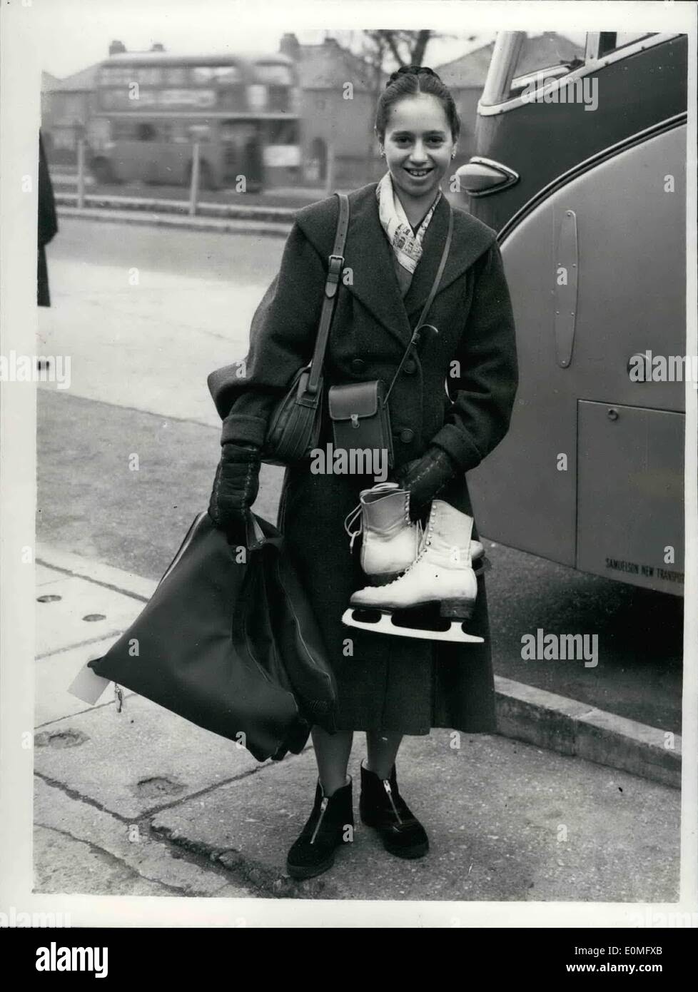 Jan. 01, 1955 - Yvonne Sugden Leaves for Switzerland . Photo shows ...