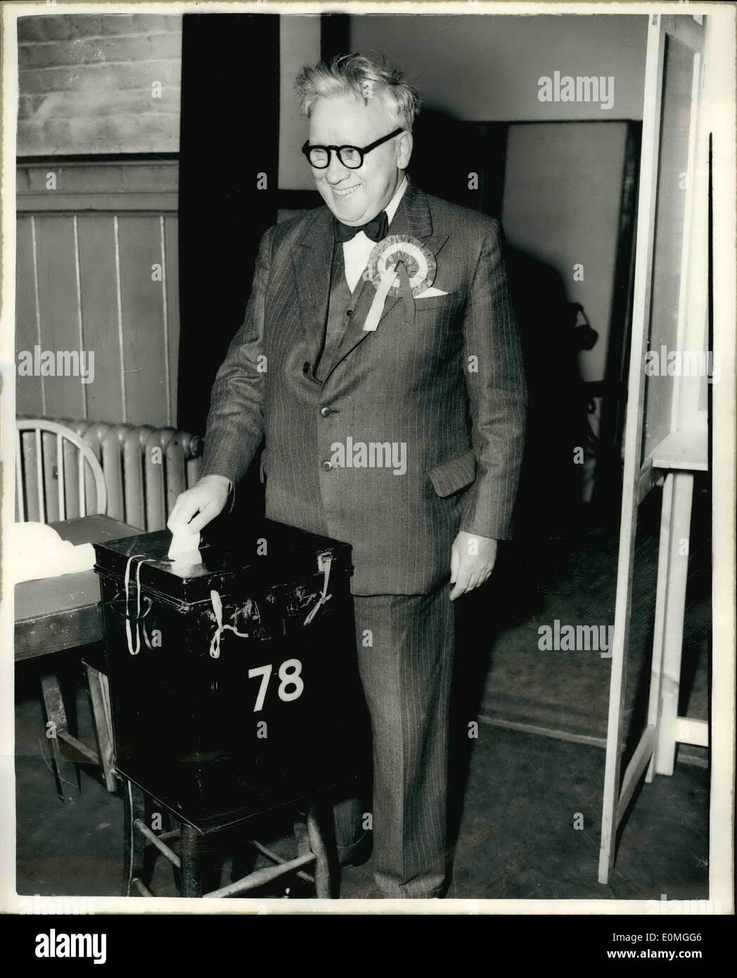 May 05, 1955 - The General Election, Mr. Herbert Morrison casts his ...