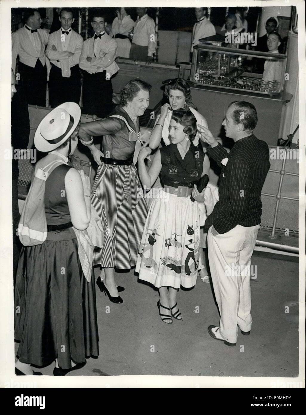 Jul. 08, 1955 - Princess Margaret attends river party. H.R.H. Princess ...