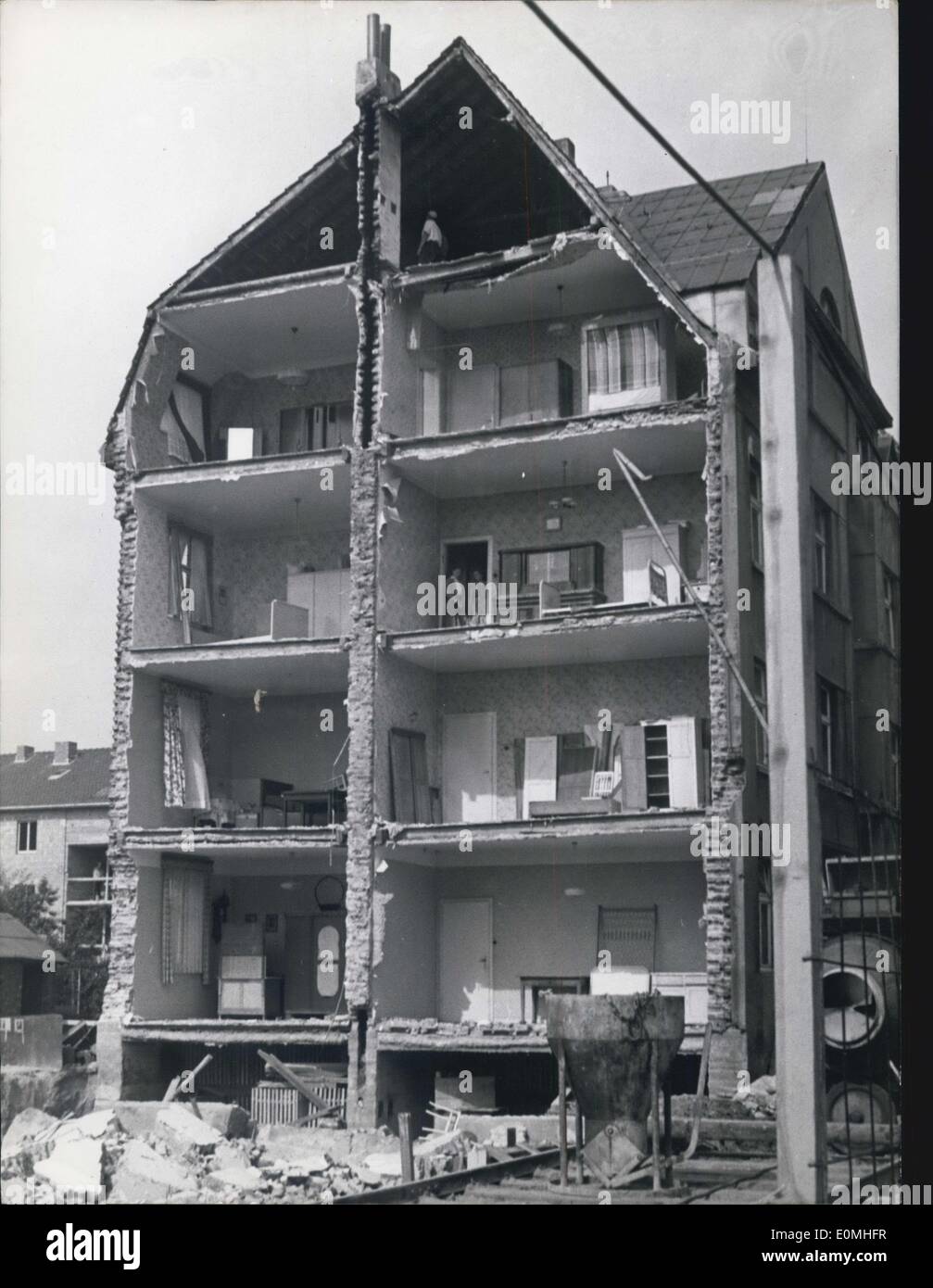 Jul. 27, 1955 - This house was destroyed suddenly at Neuss (West ...