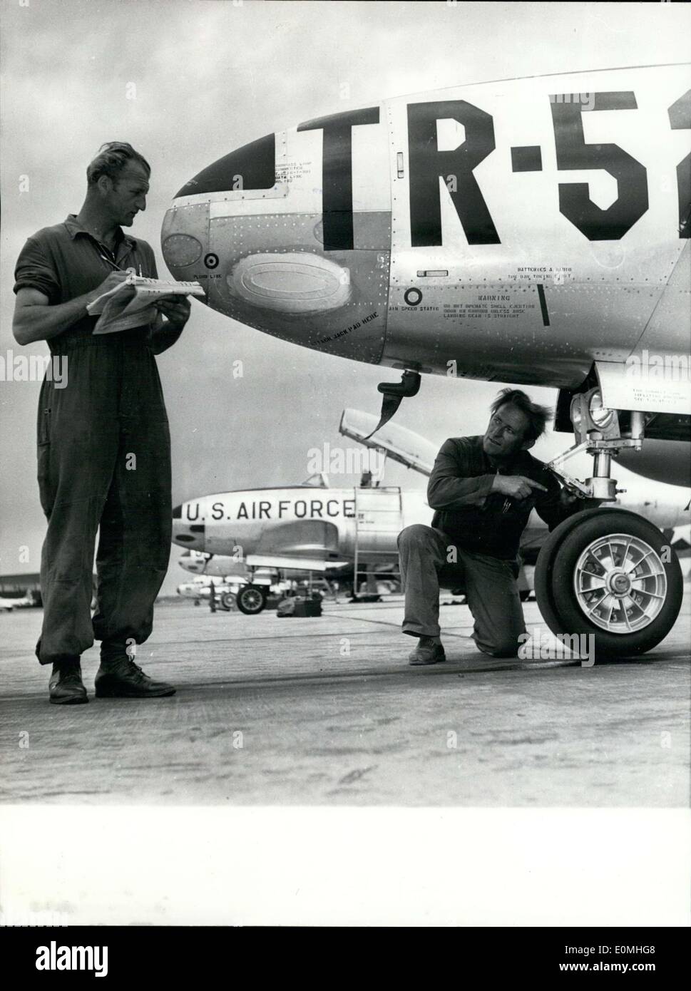 Jul. 28, 1955 - A US Jet Fighter Squadron is showing German personnel ...