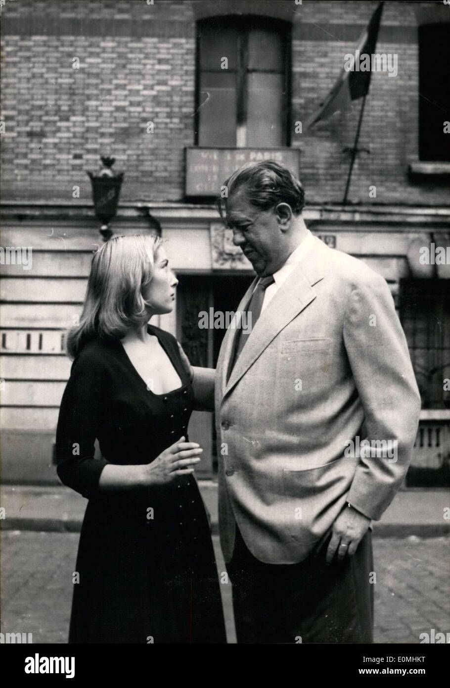 May 31, 1955 - Michel Simon and Christine Langier, a young film actress ...