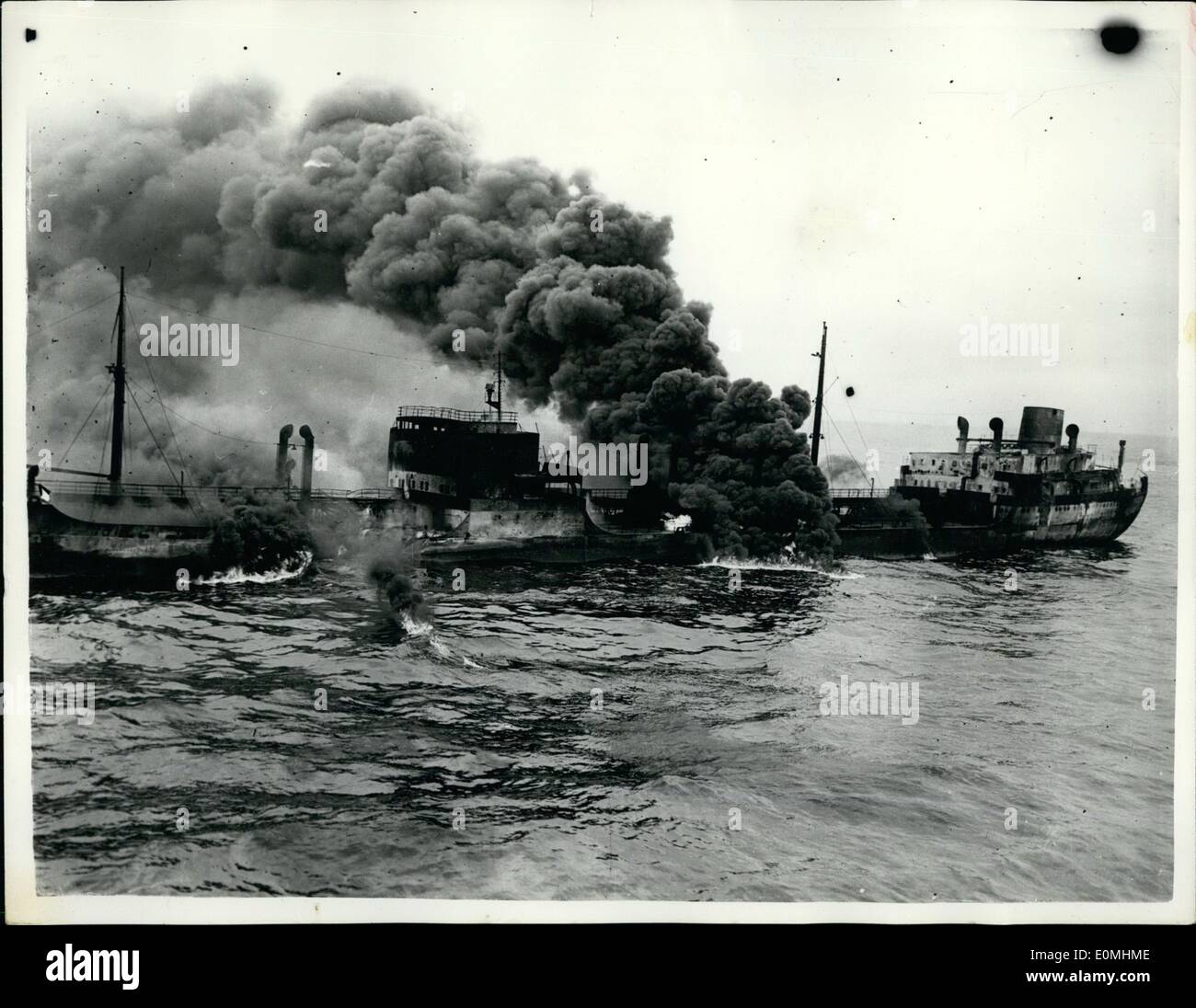 Jun. 06, 1955 - Swedish Tanker On Fire In The Channel.. The Scene From ...